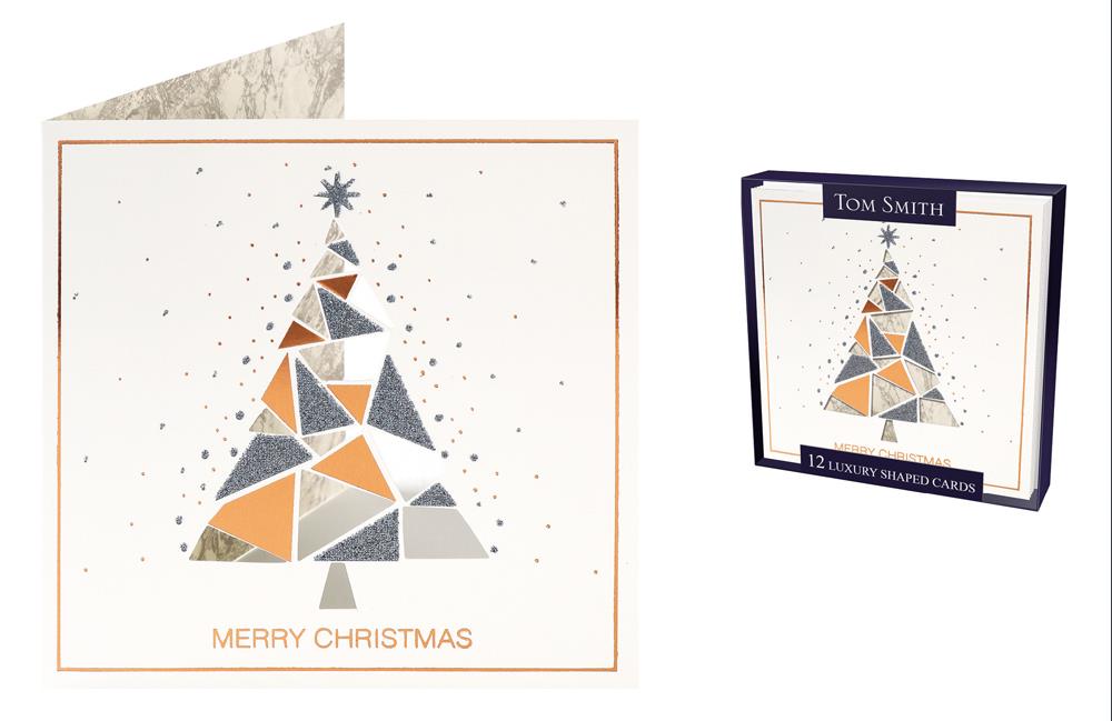 Pack of 12 Luxury Geometric Shape Christmas Tree Design Cards– Shop Inc