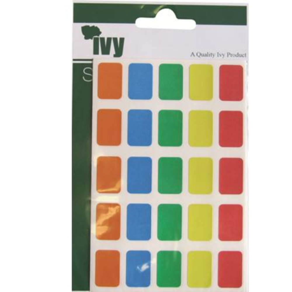 Pack of 125 Assorted Colours 12x18mm Rectangular Labels– Shop Inc