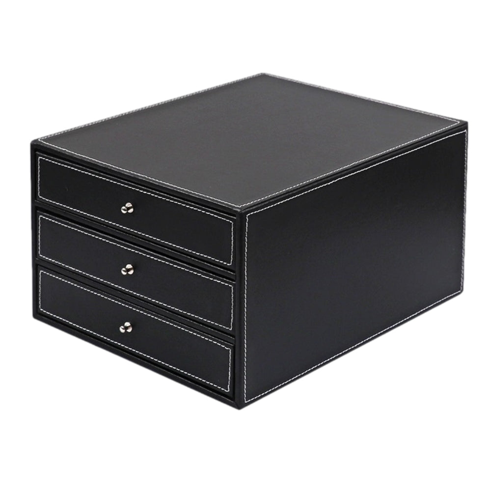 PVC Black 3 Drawer Desktop Organizer 25 x 33 x 18cm– Shop Inc