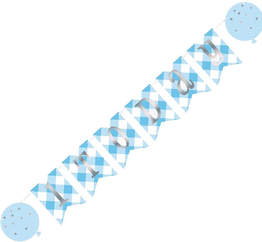 6ft Blue Gingham 1st Birthday Pennant Banner– Shop Inc
