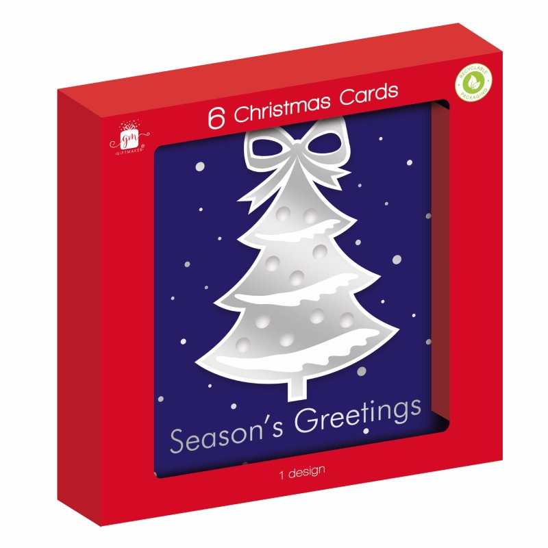 Pack of 6 Hand Crafted Layerd Foil Tree Design Christmas Cards– Shop Inc