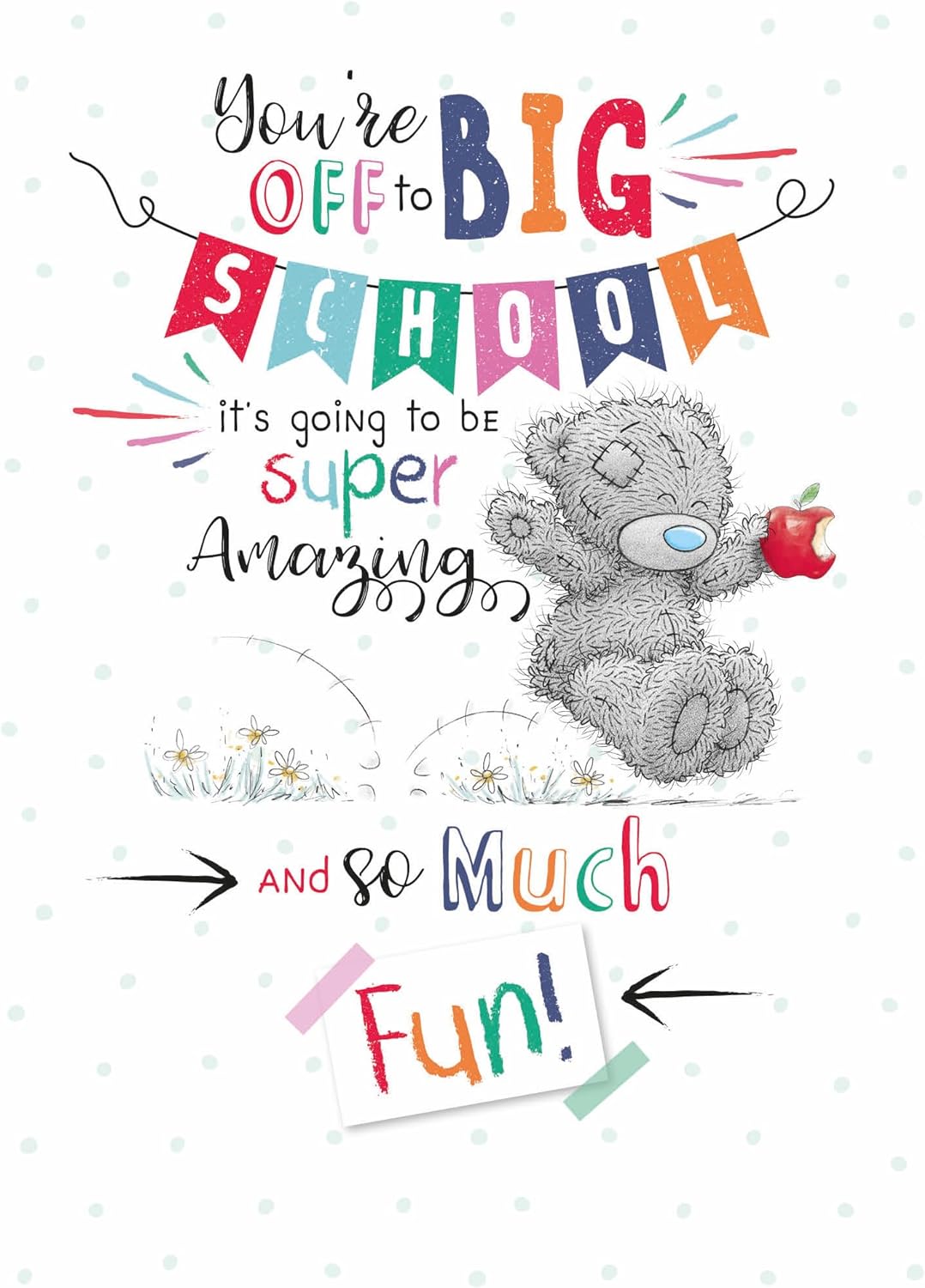 Bear Running With Small Apple First Day At School Good Luck Card– Shop Inc