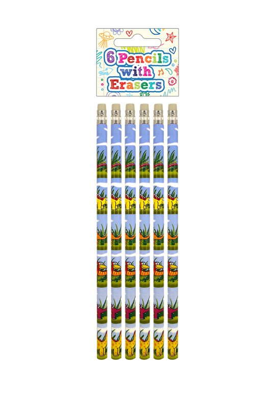 Pack of 6 Dinosaur Pencils with Erasers– Shop Inc