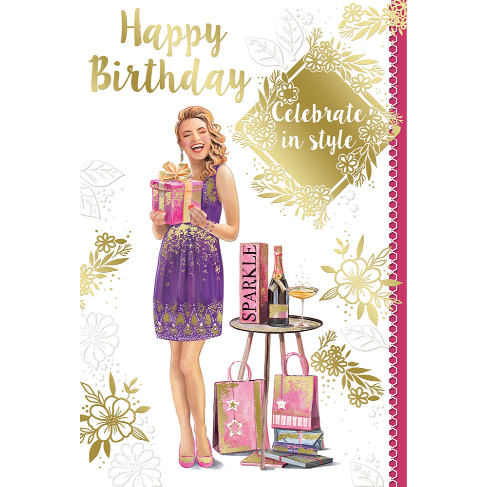 Celebrate in Style Open Female Birthday Celebrity Style Birthday Card ...