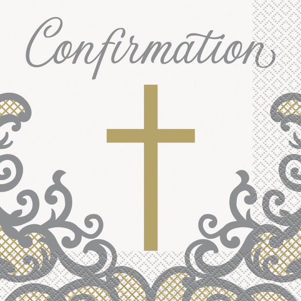 Pack of 16 Fancy Gold Cross Confirmation Luncheon Napkins– Shop Inc