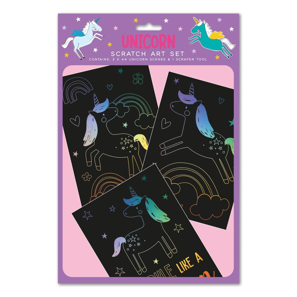 Pack of 3 A4 Unicorn Scene Scratch Art with Scraper Tool– Shop Inc