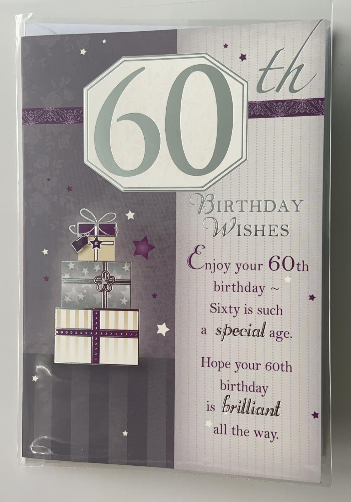 Age 60 Sentimental Verse 60th Birthday Card– Shop Inc
