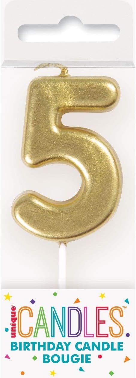 Mini Metallic Gold Number 5 Pick Birthday Candle– Shop Inc