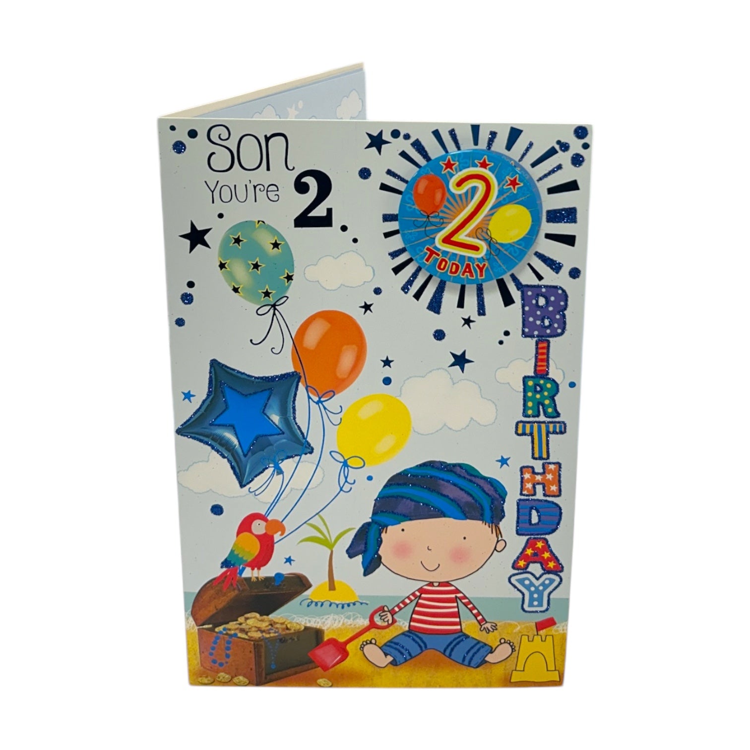 Son Age 2 Juvenile Boy Near Beachside Birthday Card With Badge– Shop Inc