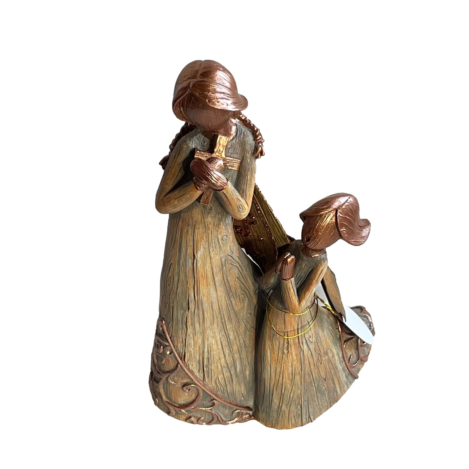 Woodland Angel Mother Holding a Cross & Daughter Figurine– Shop Inc