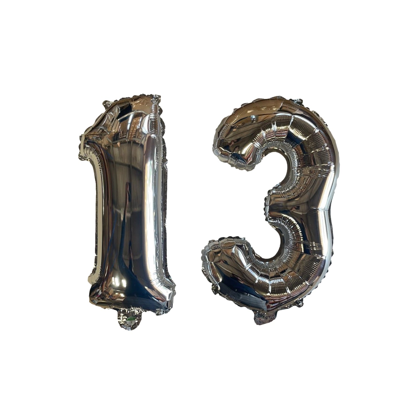Silver Number 13 Foil Balloons With Ribbon and Straw for Inflating ...
