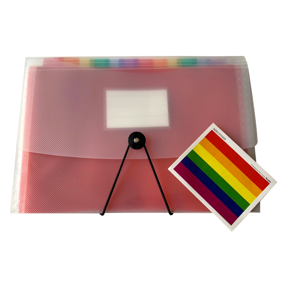 A4 13 Part Rainbow Coloured Tabs Expanding File with Elastic Closure ...