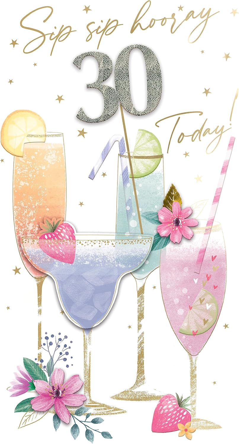 Embellished Cocktail Drinks Champagne Female 30th Birthday Card– Shop Inc