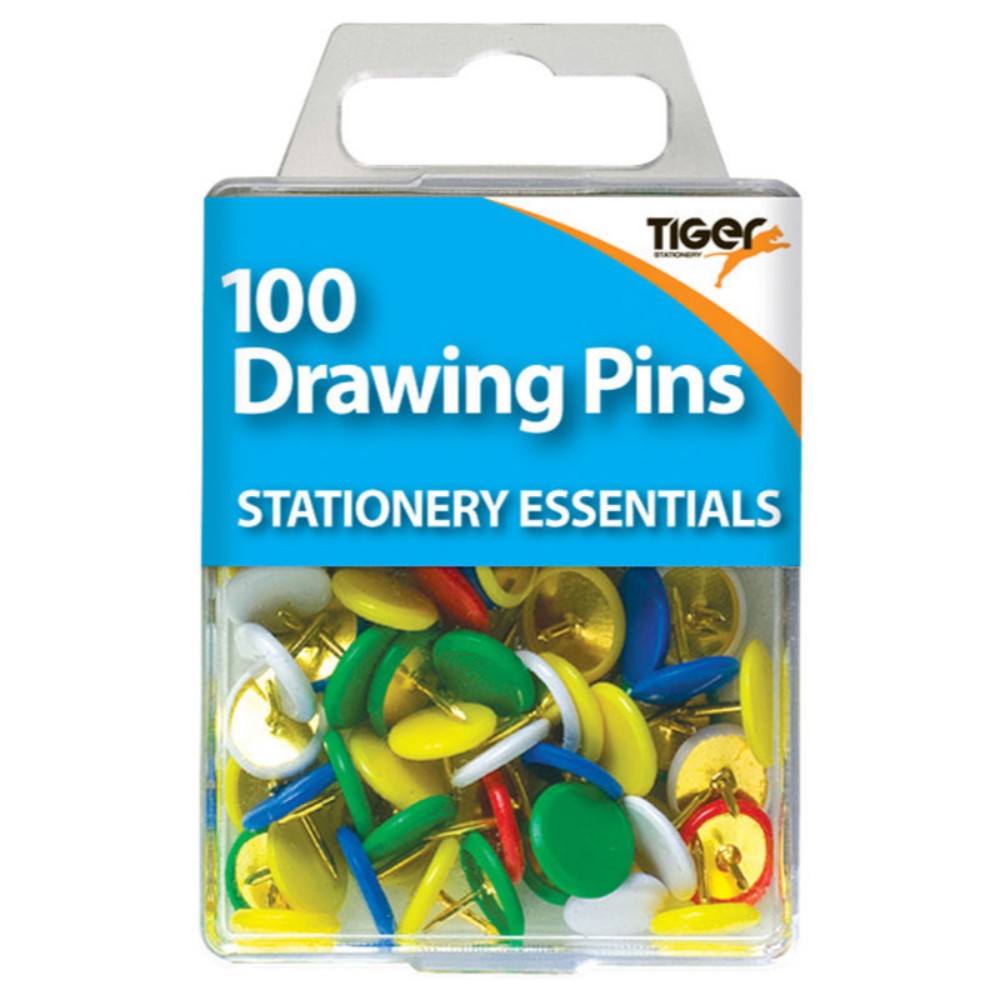 Pack of 100 Coloured Drawing Pins– Shop Inc