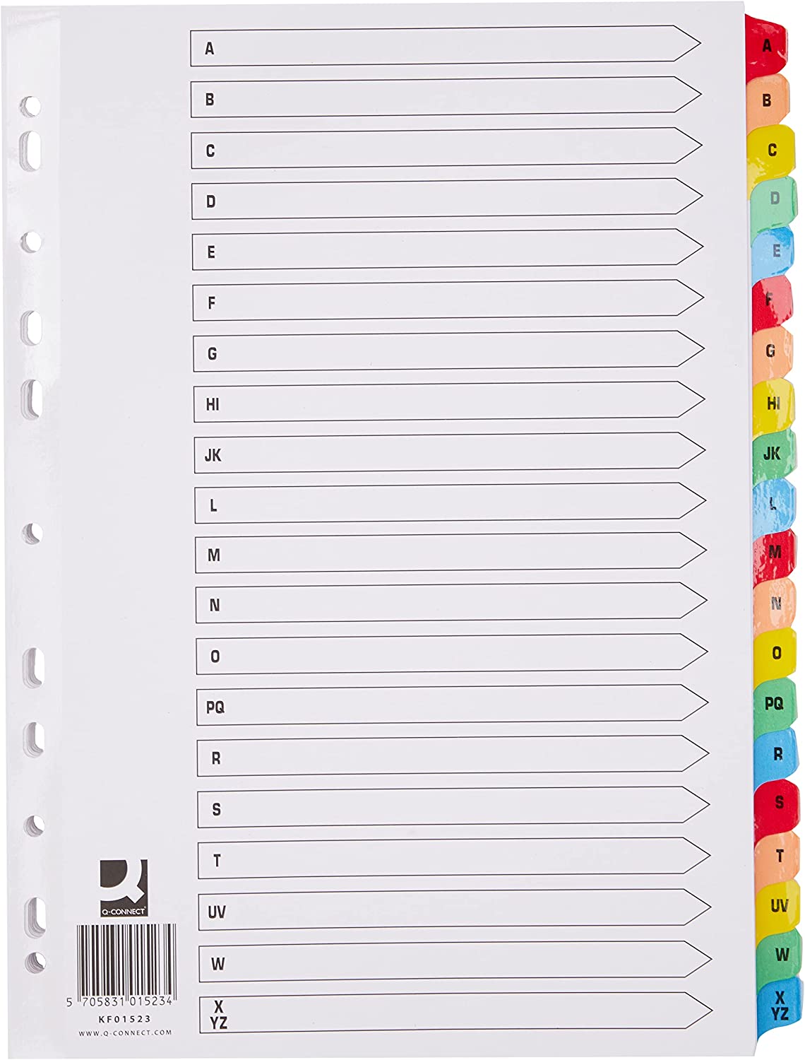 A4 A-Z 20-Part Multi Colour Reinforced Pre-Printed Multi-Punched Index ...