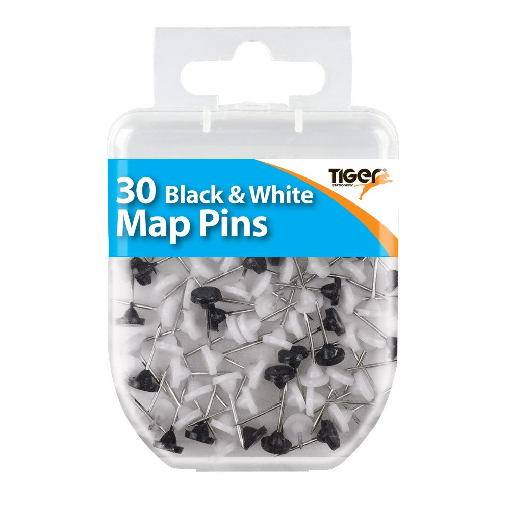 Pack of 30 Black & White Map Pins– Shop Inc