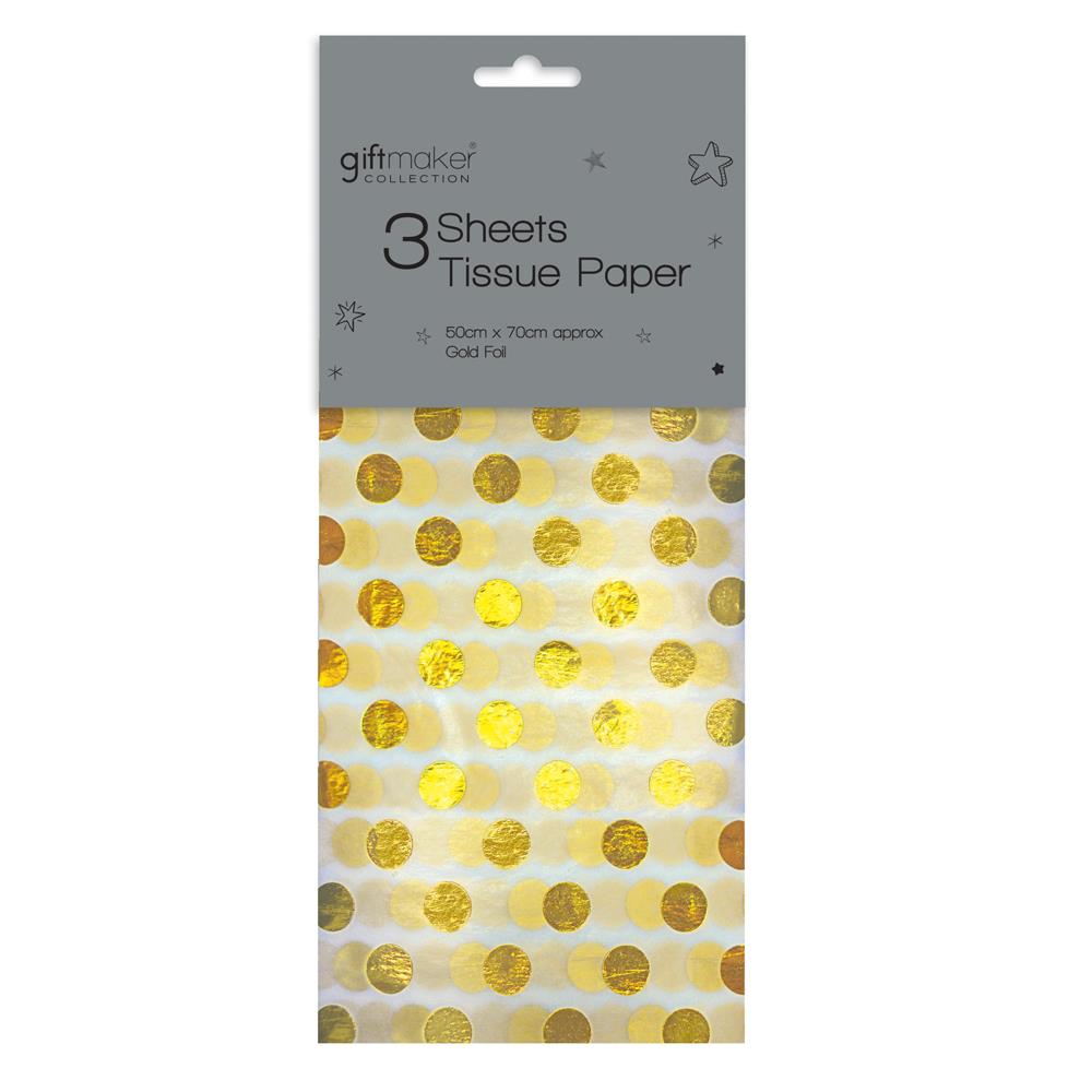 Pack of 3 Sheets Foiled Gold Spot Design Tissue Paper– Shop Inc