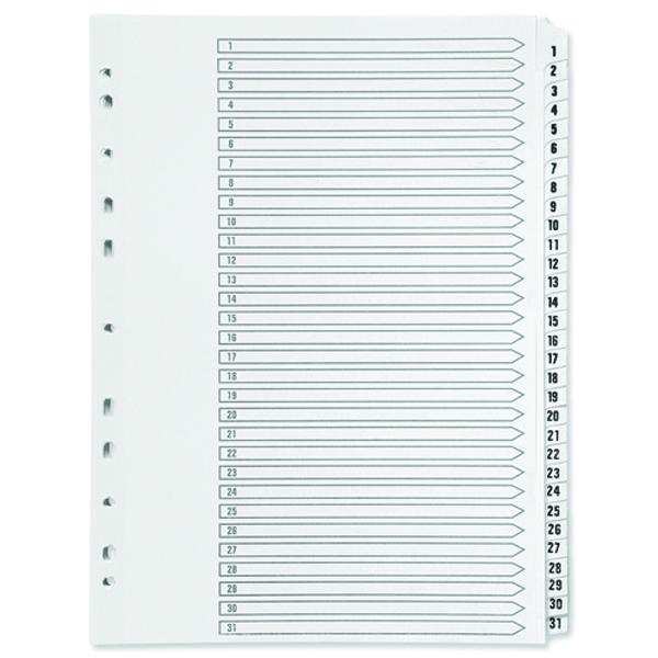 A4 White Plastic 31 Part Tabbed File Index Dividers for ring binders/l ...