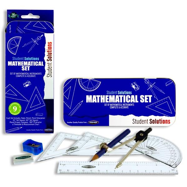 Pack of 9 Piece Mathematical Instruments Set by Student Solutions– Shop Inc