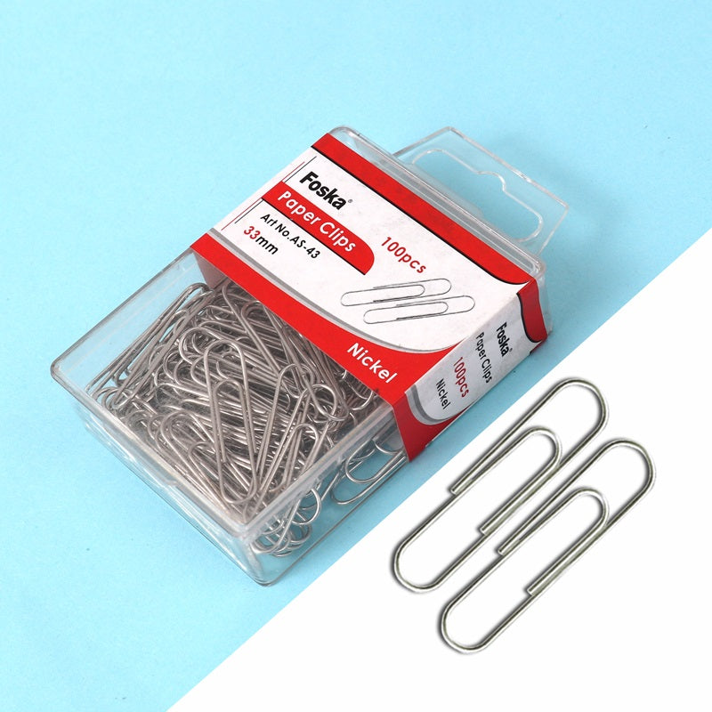 Pack of 100 Nickel Paper Clips 33mm– Shop Inc