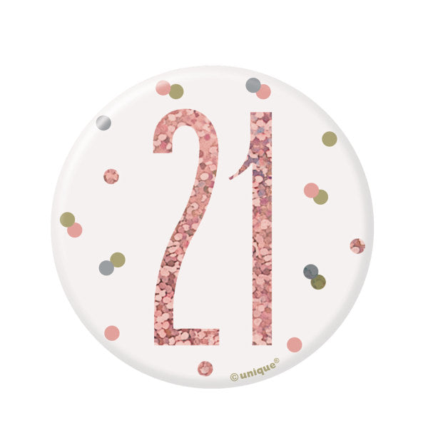 Birthday Rose Gold Glitz Number 21 Badge– Shop Inc