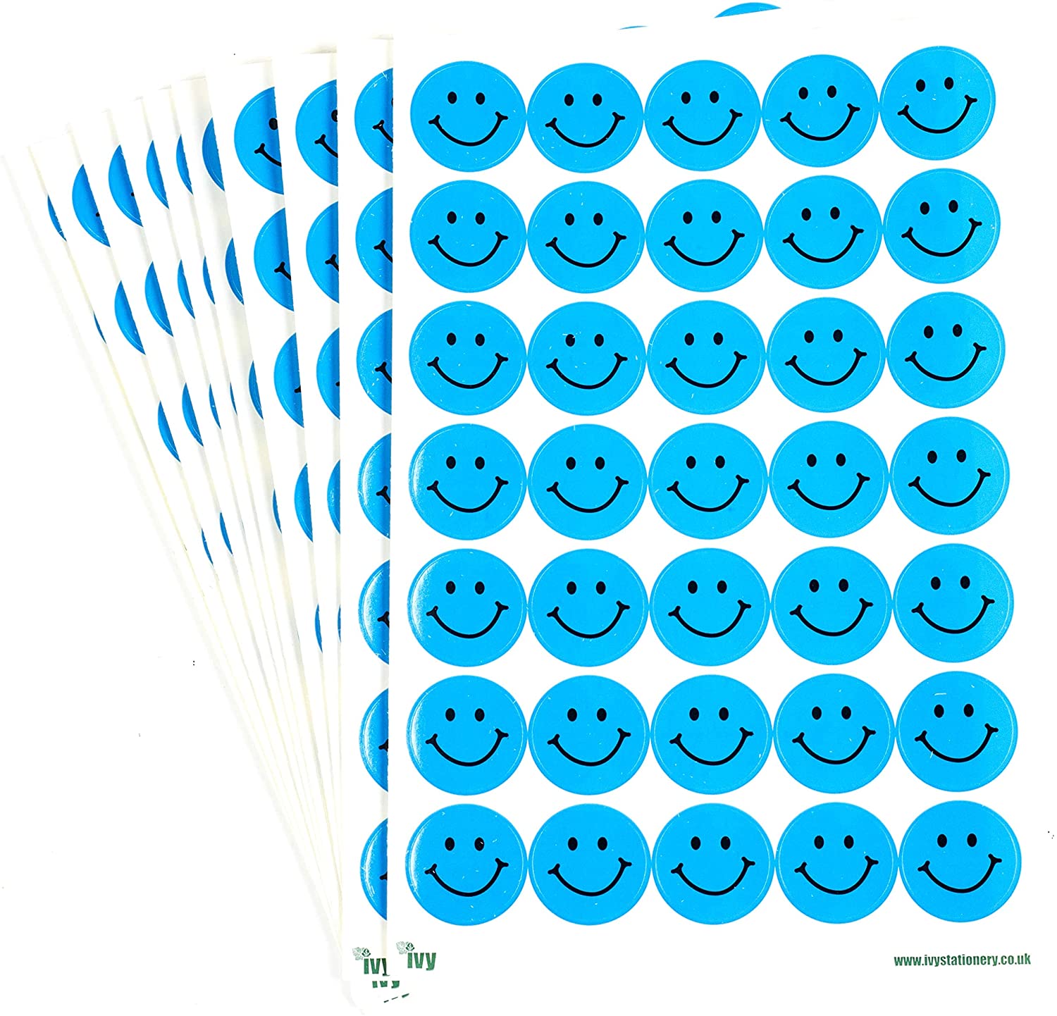 Pack of 420 Blue A5 Smiley Face Stickers– Shop Inc