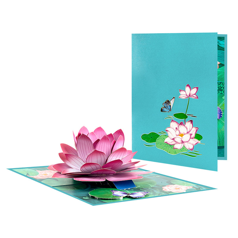 Floating Grace Pink Lotus 3D Pop Up Greeting Card - Birthday Mother An ...