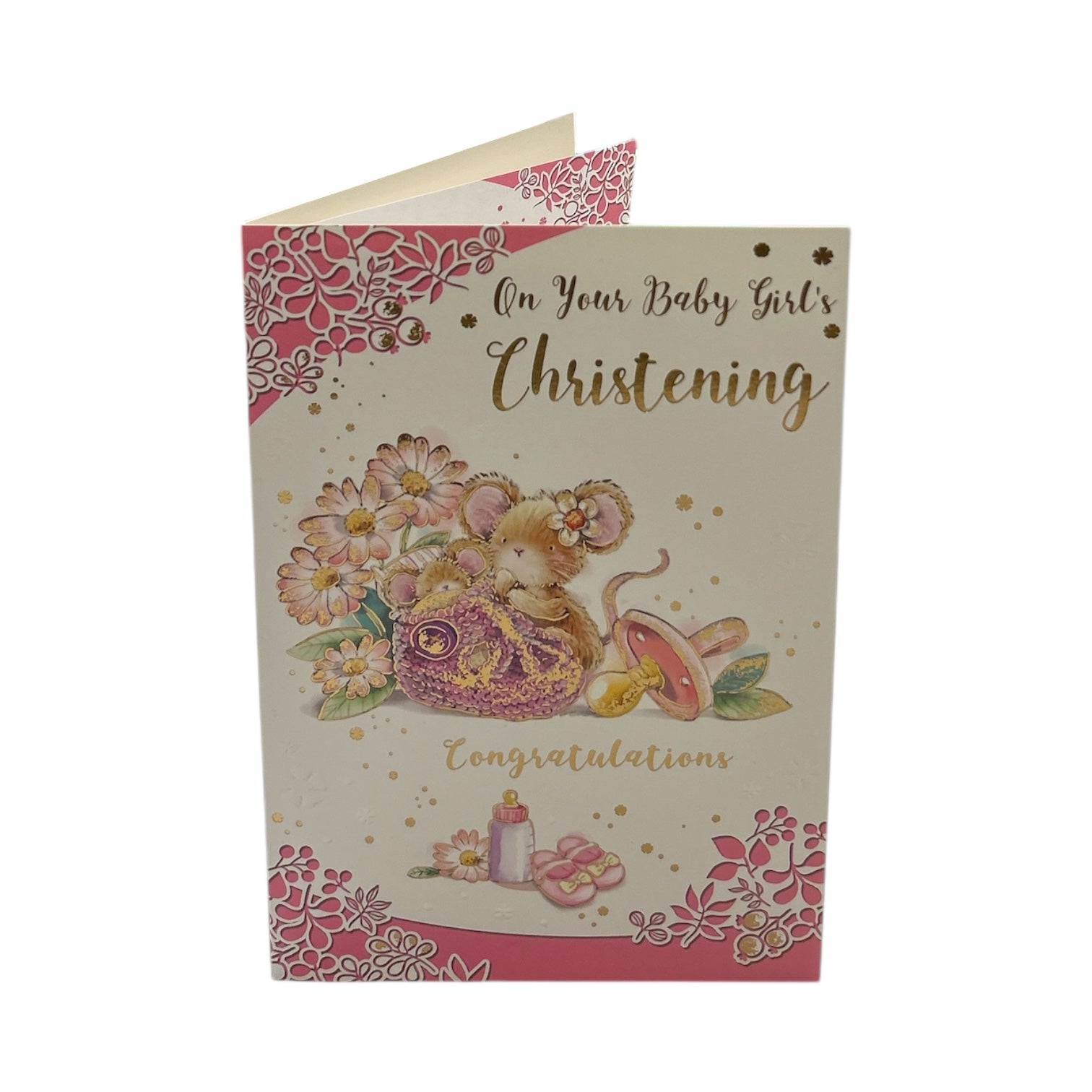 On Your Baby Girl's Christening Day Pink Congratulations Card– Shop Inc