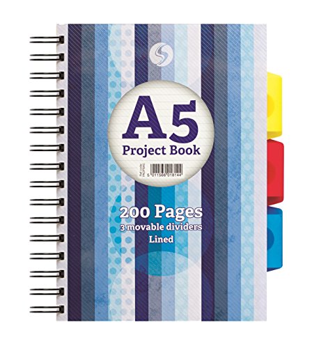 Silvine A5 Project Book 200 Pages with 3 Part Dividers Lined Spiral Bo ...