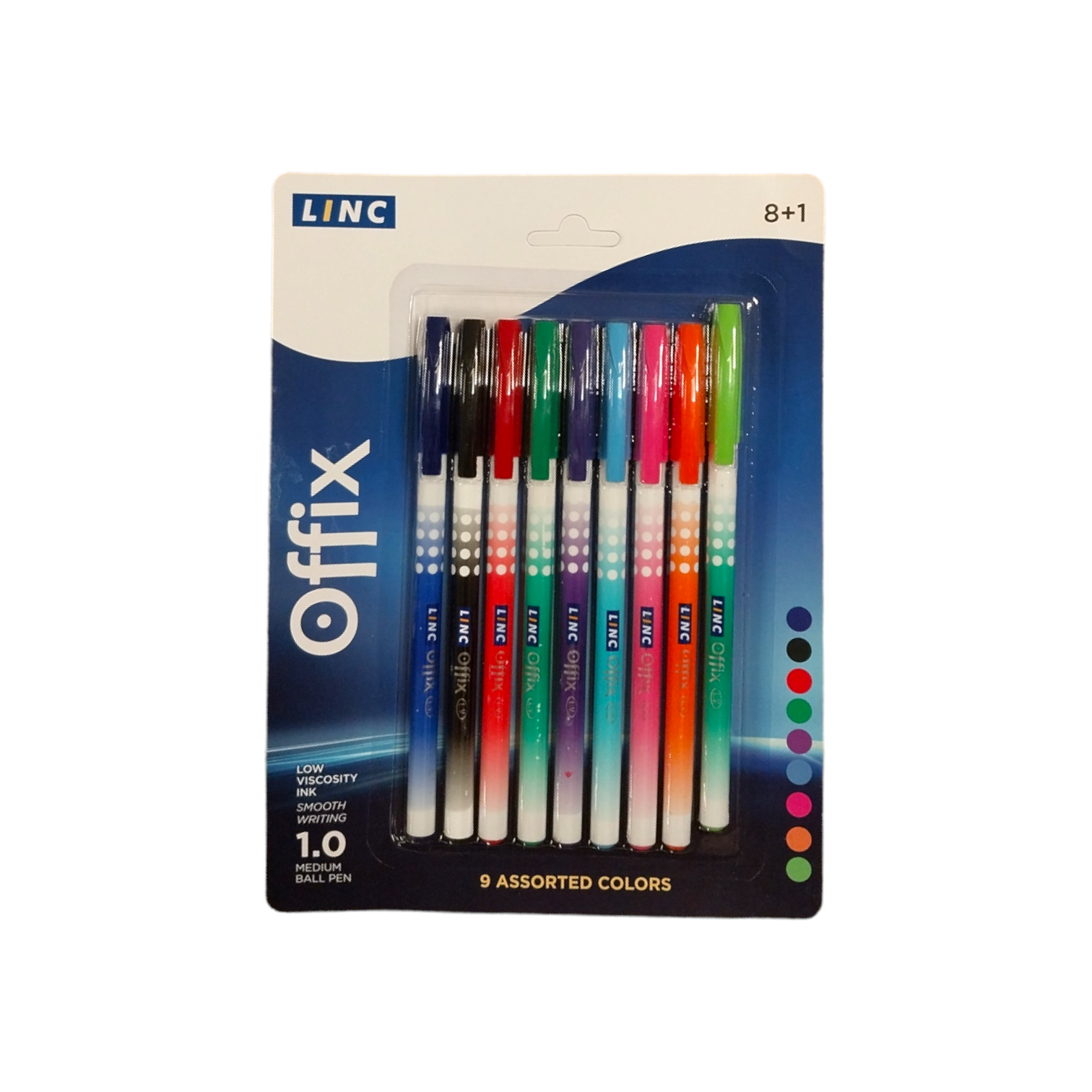 Pack of 9 Linc Offix Assorted Colours Ball Pens - White Barrel– Shop Inc