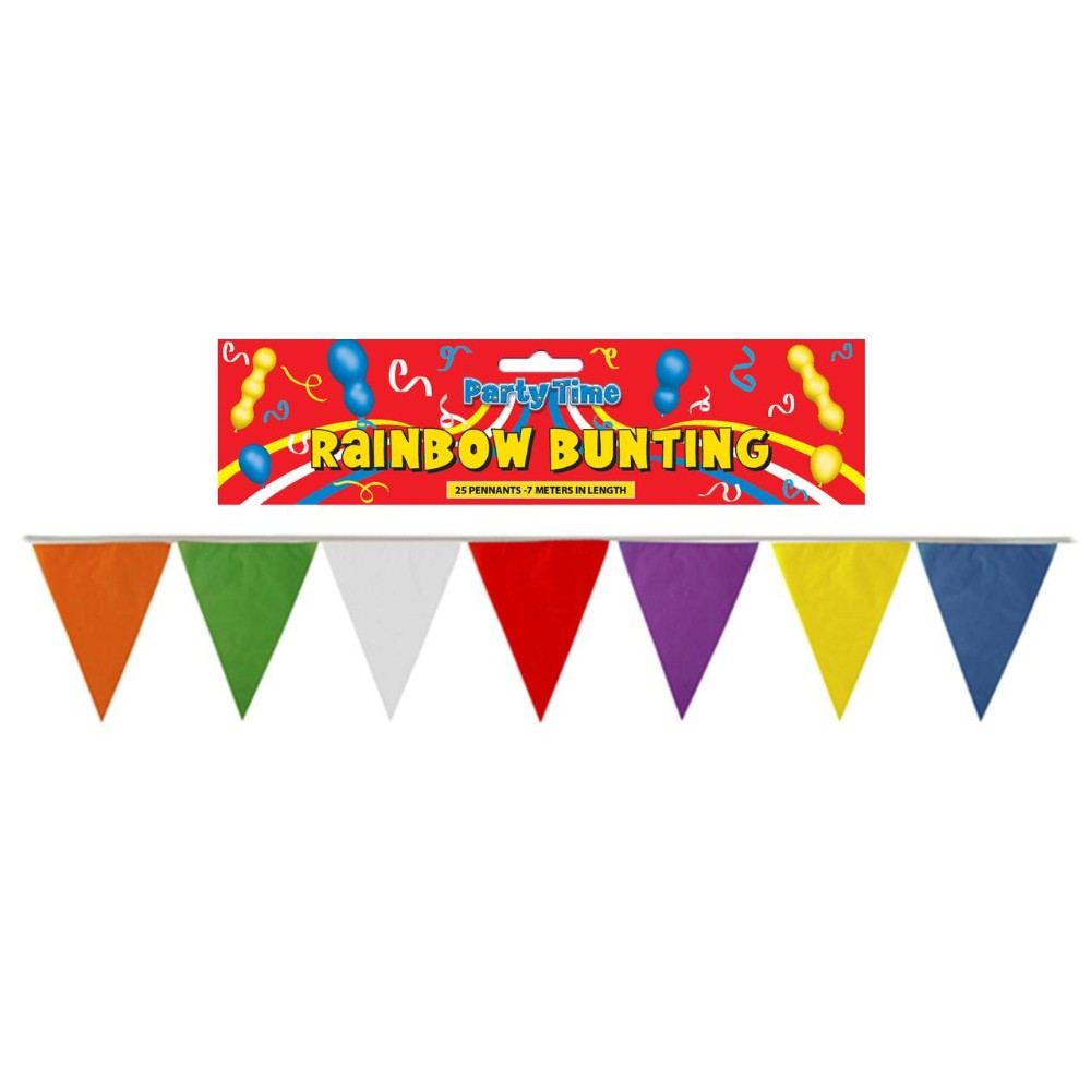 Rainbow Colour Bunting 7 Metere with 25 Nylon Pennants– Shop Inc