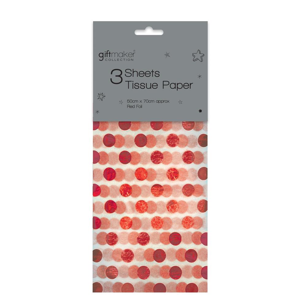 Pack of 3 Sheets Foiled Red Spot Design Tissue Paper– Shop Inc