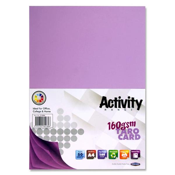 Pack of 50 Sheets A4 Taro Purple 160gsm Card by Premier Activity– Shop Inc