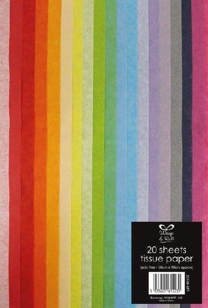 Pack of 20 Multi-Coloured Tissue Papers– Shop Inc