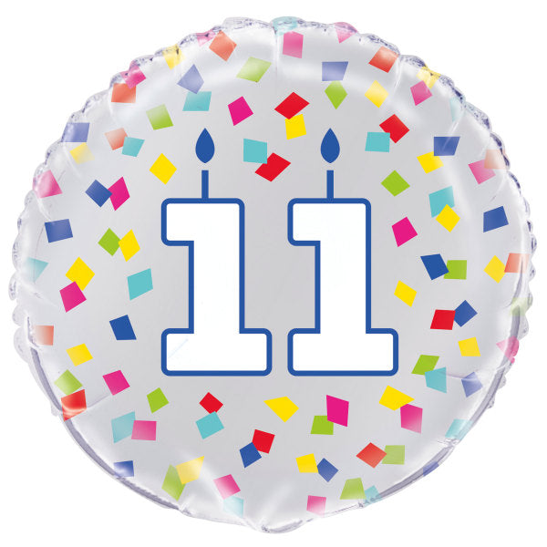Rainbow Confetti Birthday Number 11 Round Foil Balloon 18"– Shop Inc