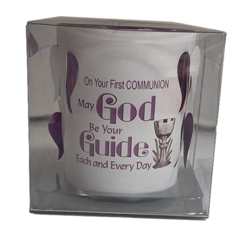 First Communion Glass Sentiment Tealight Candle Holder– Shop Inc