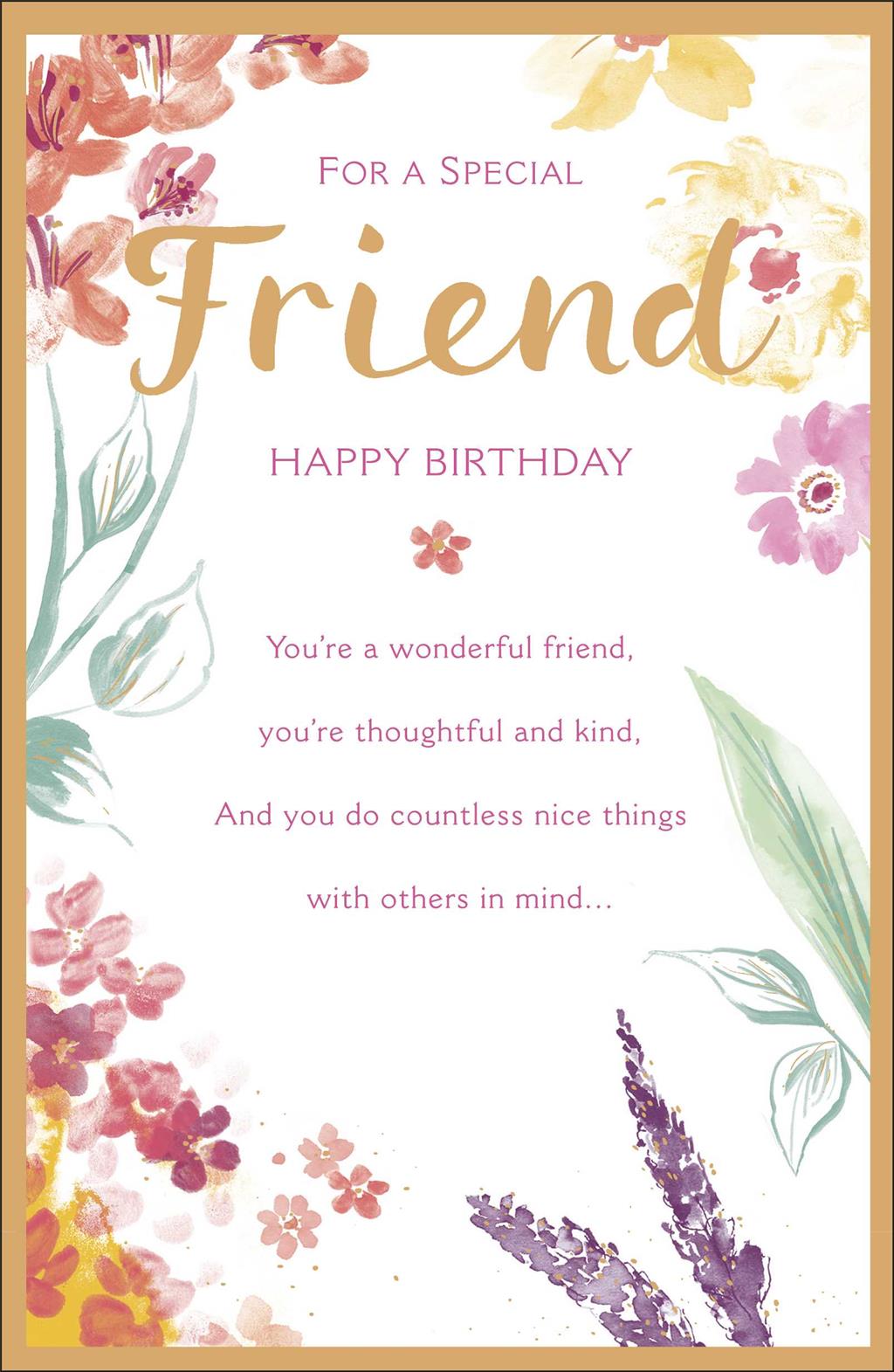 Special Friend Birthday Card Watercolour Flowers From The Simply Tradi ...