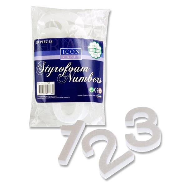 Pack of 10 Styrofoam Numbers 8cm by Icon Craft– Shop Inc