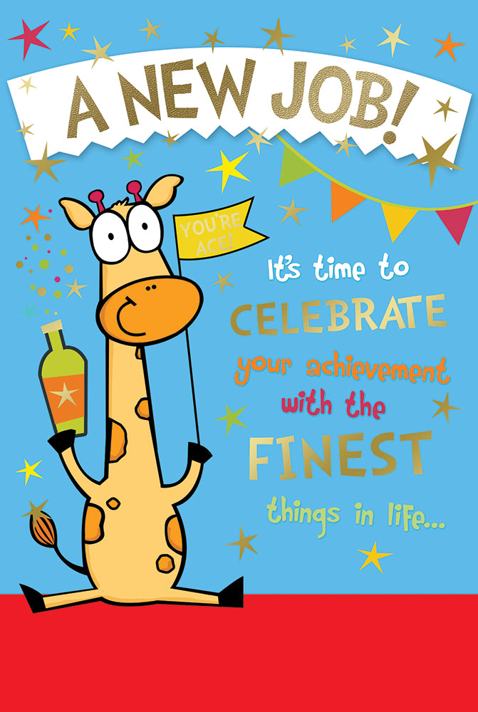 Cute Giraffe Design New Job Witty Words Card– Shop Inc