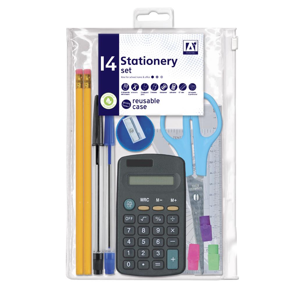 Pack of 14 Stationery Set in Reusable Case– Shop Inc