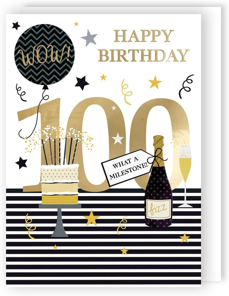 Happy Century! What A Milestone 100th Contemporary Birthday Card– Shop Inc