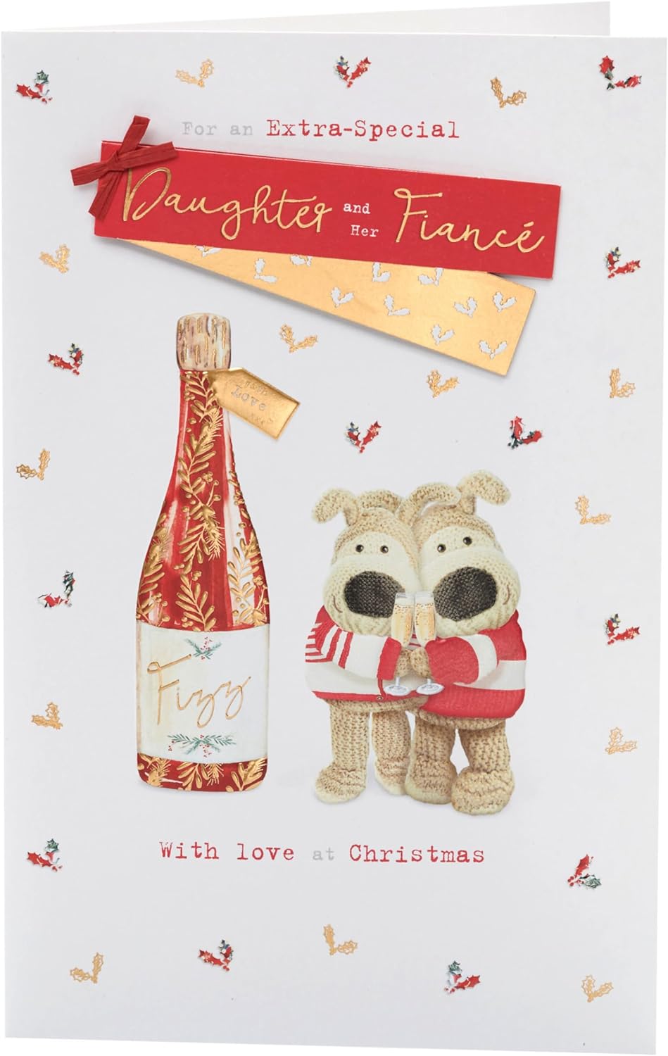 Daughter & Fiance Embellished Christmas Card Cute Boofle– Shop Inc