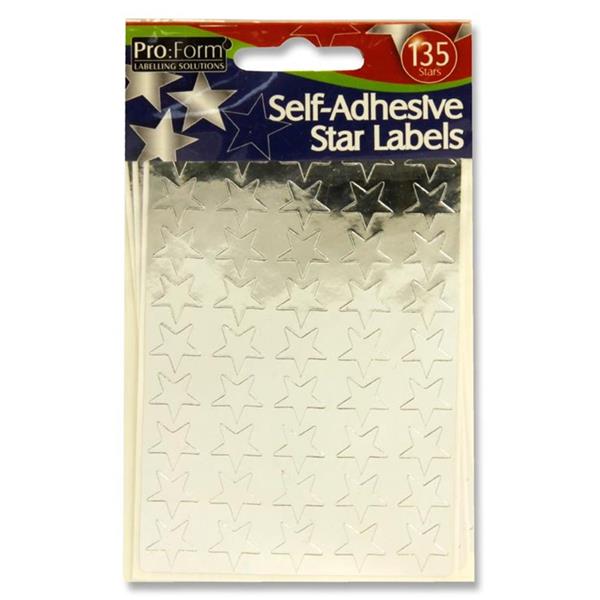 Pack of 135 Self Adhesive Silver Stars Labels by Pro:Form– Shop Inc