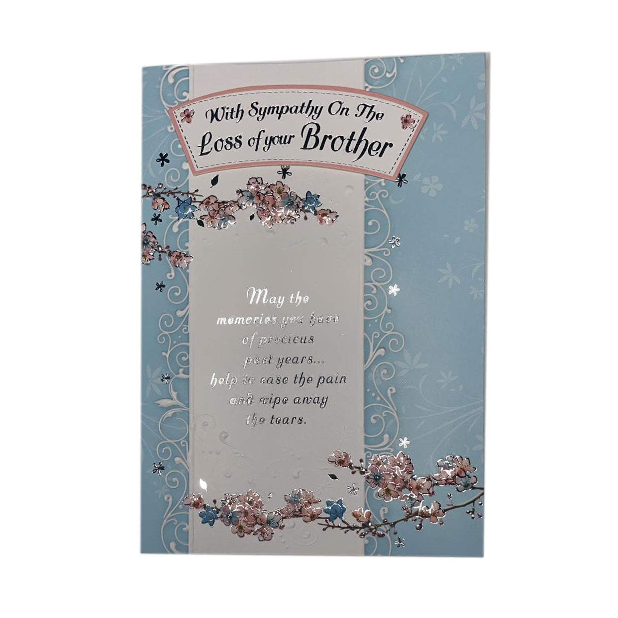 With Sympathy On Loss of Your Brother Silver Foiled Card– Shop Inc