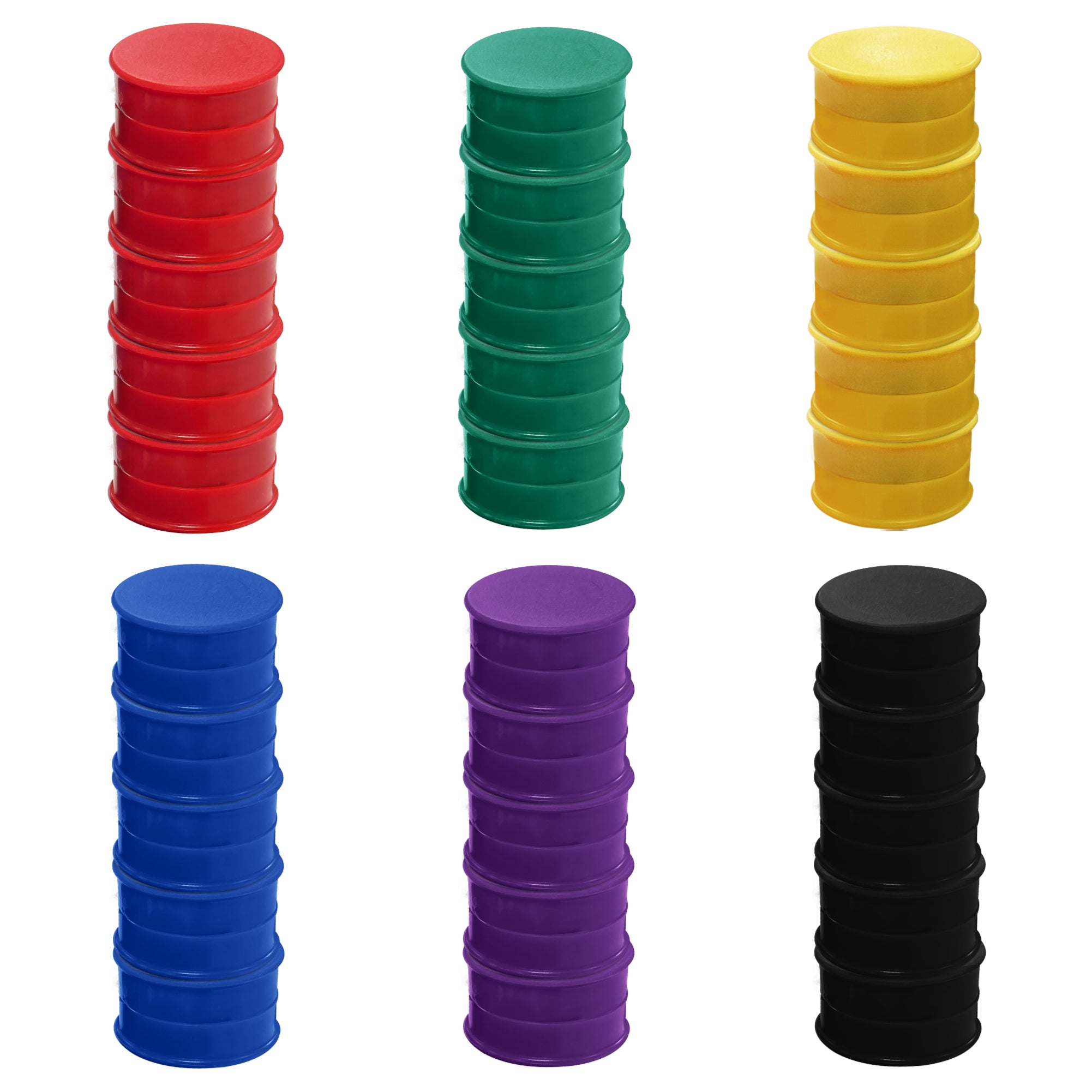 Pack of 36 Assorted Coloured Round Flat Magnets - 24mm Whiteboard Noti ...
