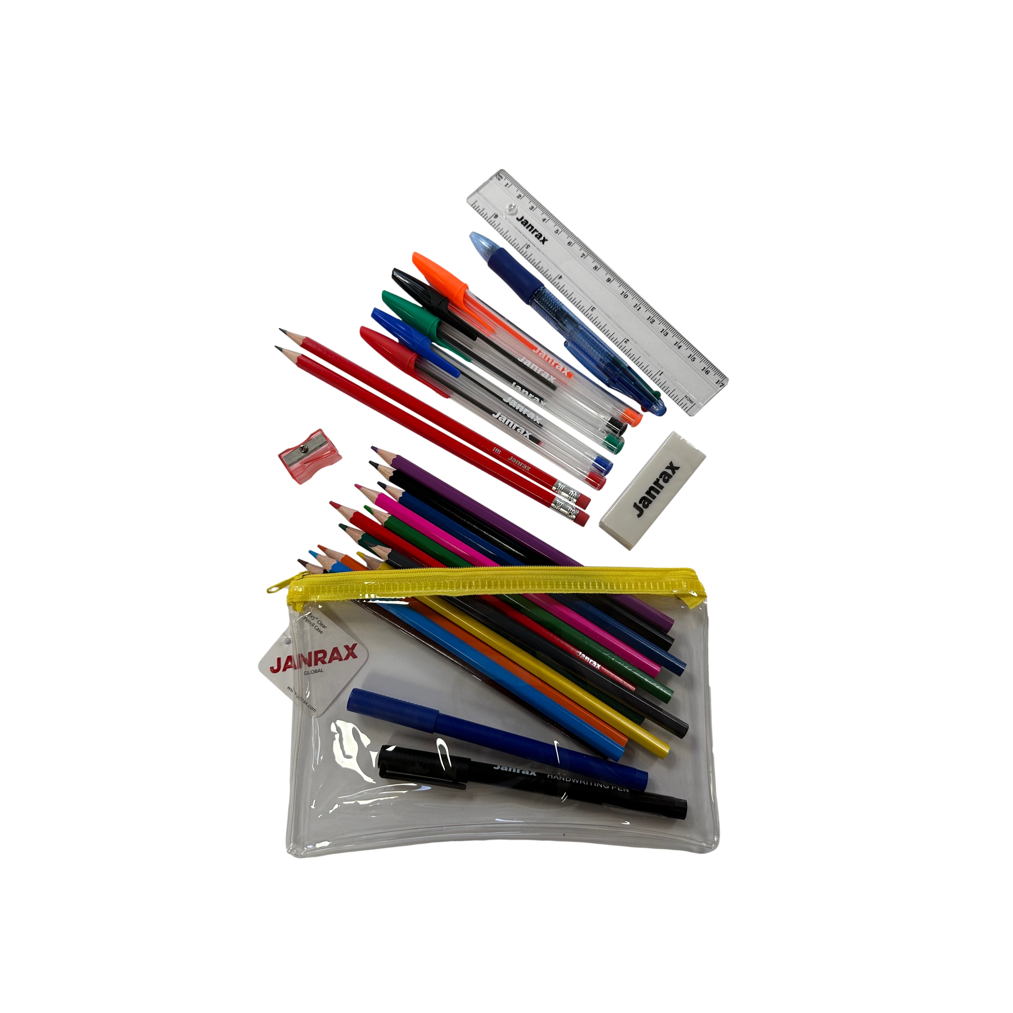 Stationery Filled Yellow Zip 8x5" Pencil Case with Colouring Pencils ...