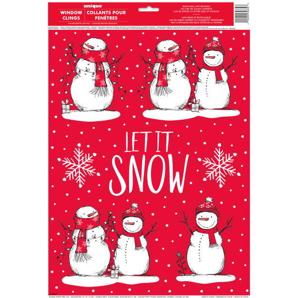 Red Stripes Snowman Window Clings Sheet– Shop Inc