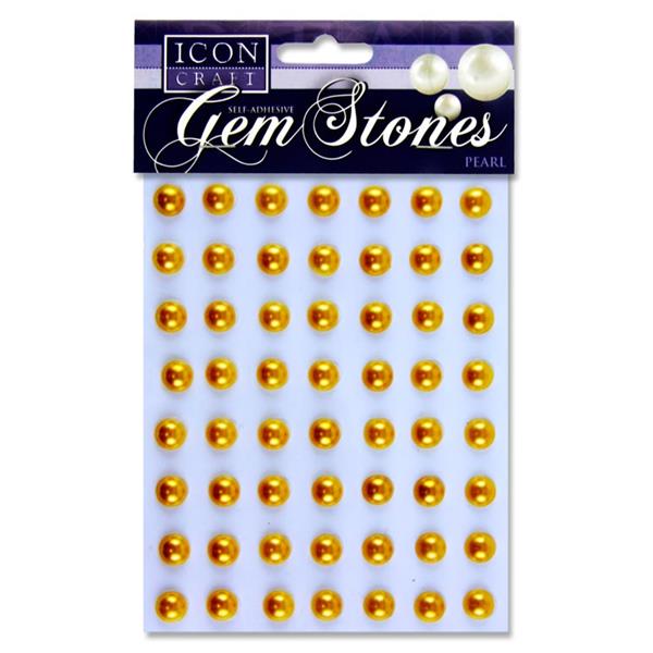 Pack of 56 Pearl Gold Self Adhesive 10mm Gem Stones by Icon Craft– Shop Inc