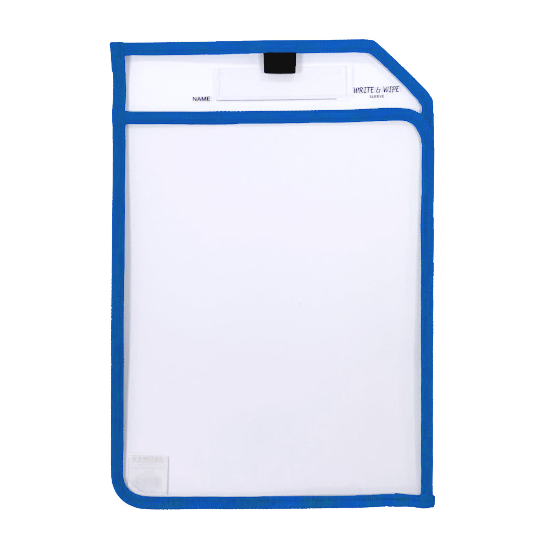 Pack of 4 Blue Edge Clear Dry Erase Write and Wipe Reusable Sleeve Poc ...