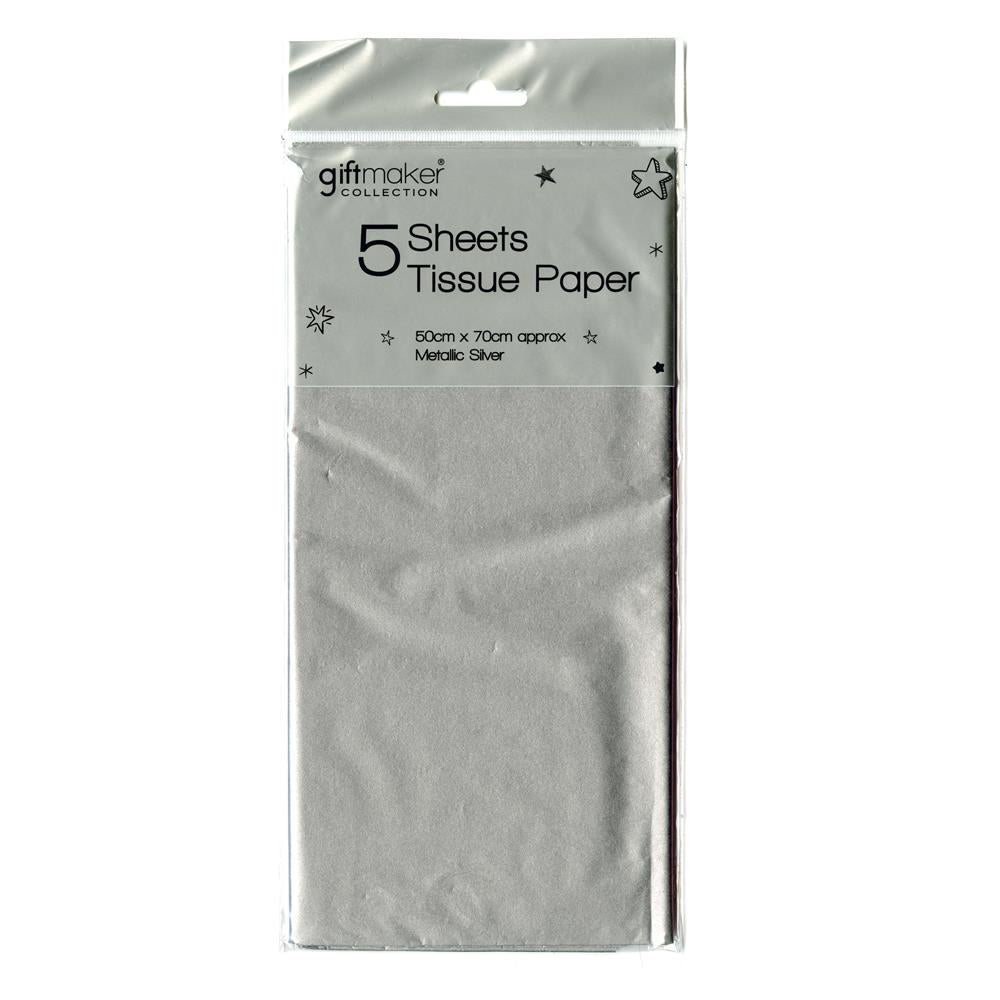 Pack of 5 Sheets Silver Metallic Tissue Paper– Shop Inc